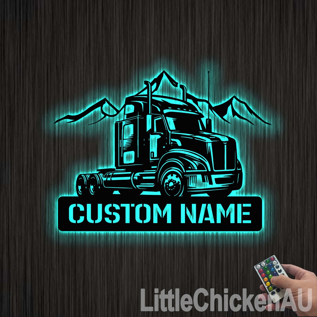 Custom Metal Semi Truck Driver Sign With LED Light, Truck Driver Gift ...