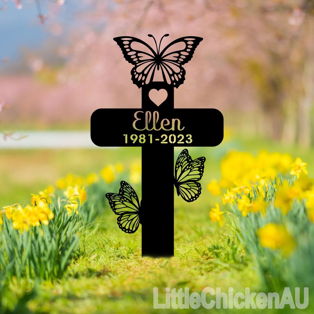 Personalized Memorial Stake Metal, Butterfly Garden Stakes, Loss of ...