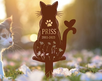 Custom Cat Memorial Garden Stake,personalized Cat Grave Marker,cat ...