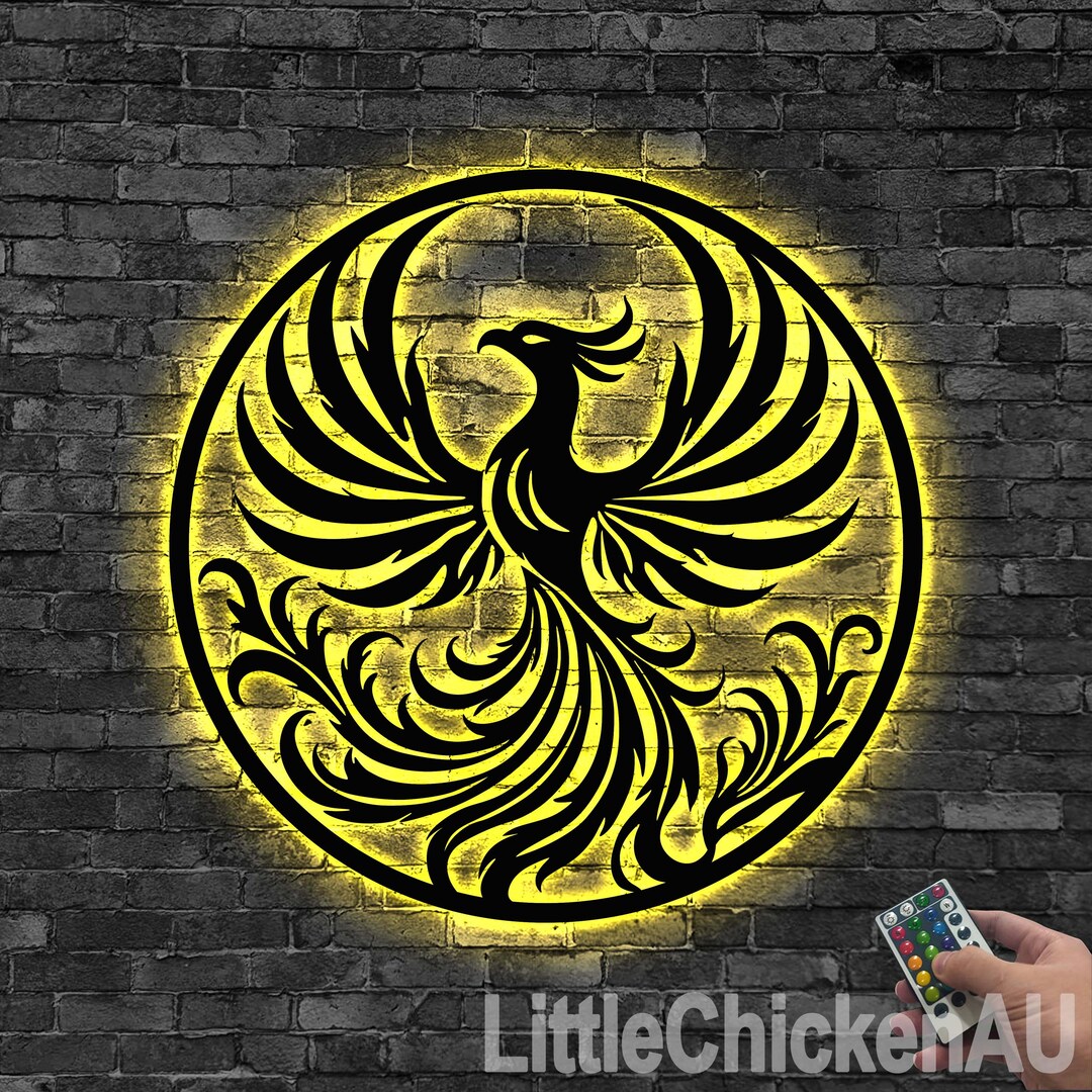 Phoenix Metal Sign Led Light, Phoenix Wall Art, Phoenix Wall Decor ...