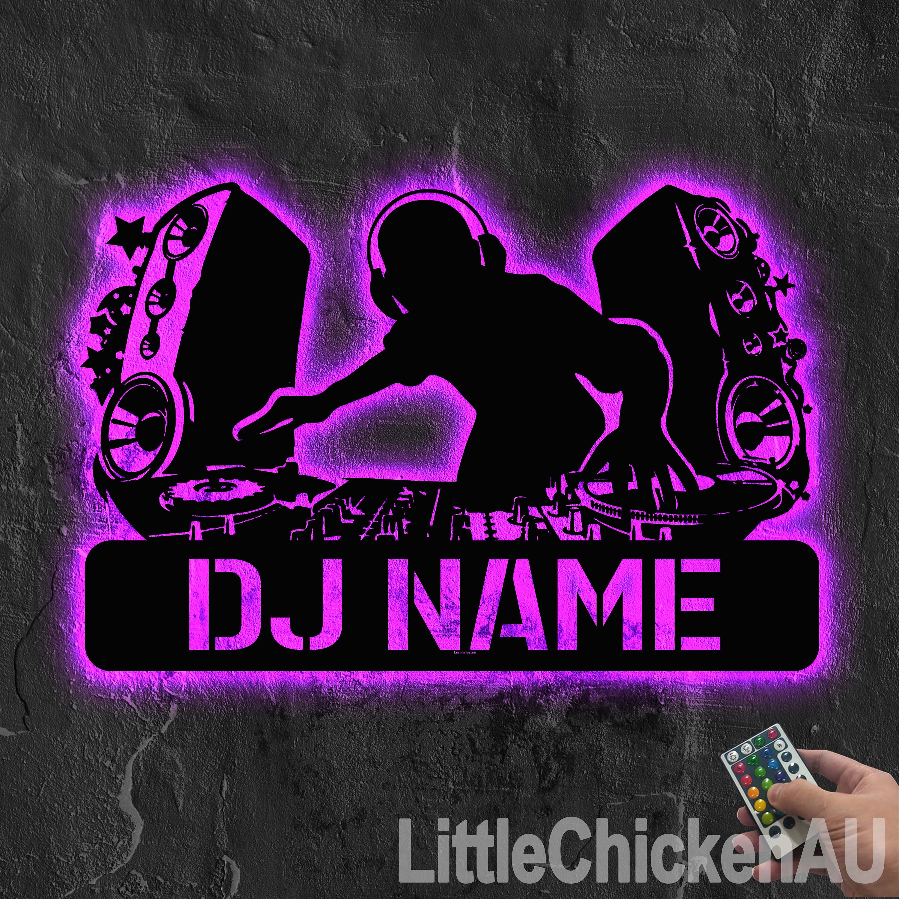 Custom DJ Metal Wall Art With LED Light, DJ Player Metal Sign, Disc ...