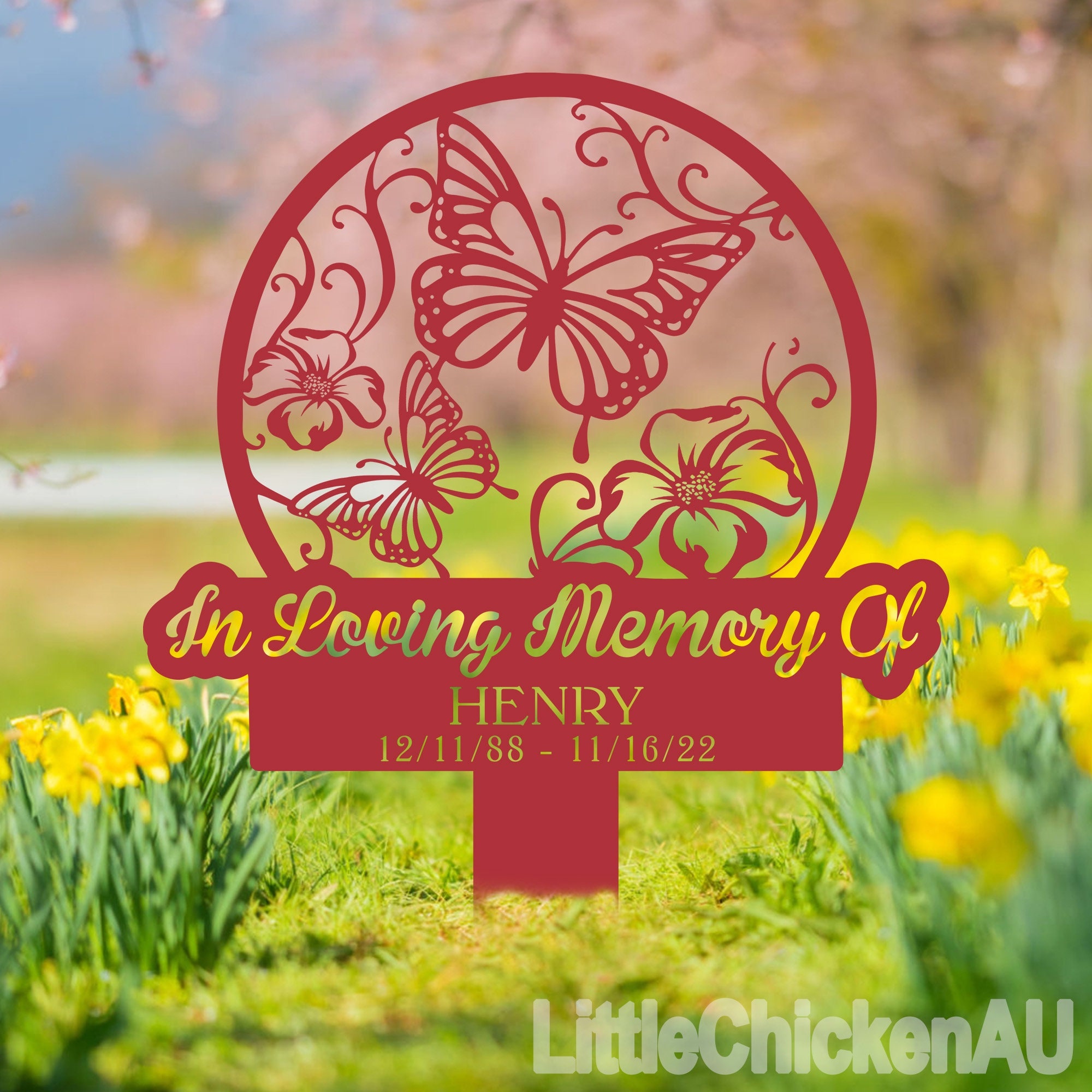 Custom Butterflies Memorial Stake, Butterflies and Flower, Butterfly ...