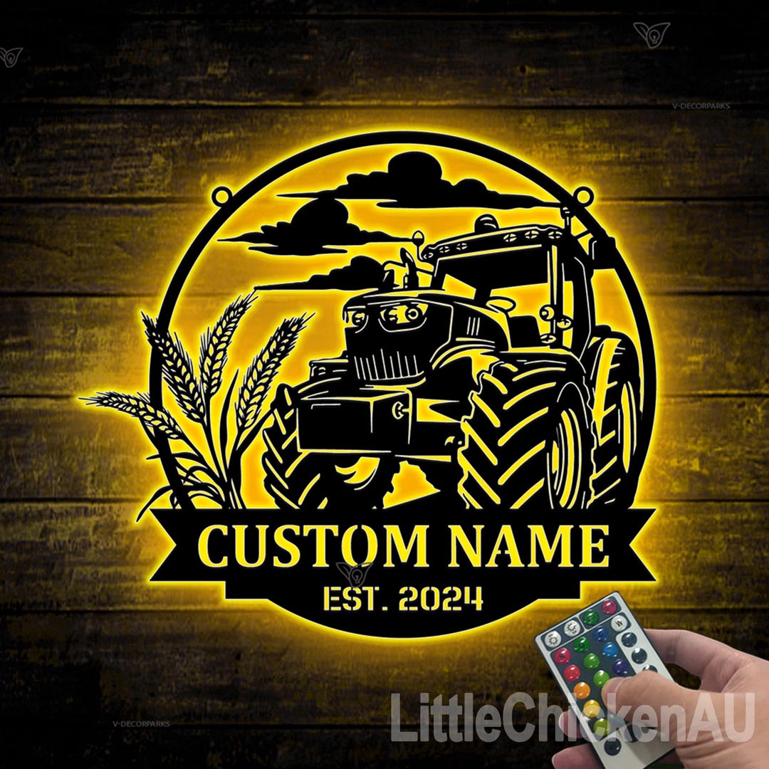 Personalized Tractor Farm Metal Sign With LED Light,tractor Name Sign ...