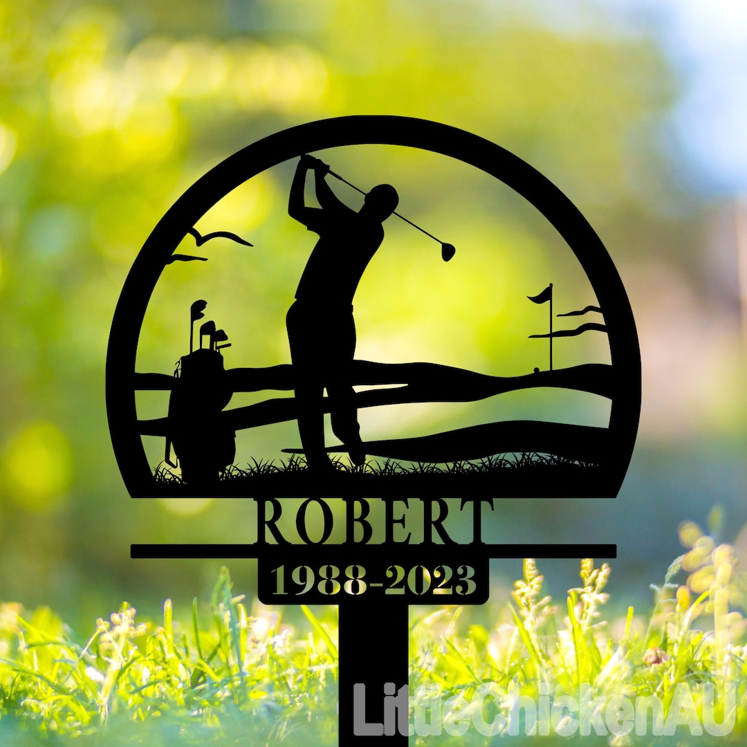 Personalized Golf Memorial Stake, Golfer Loss, Golfer Name Metal Stake ...