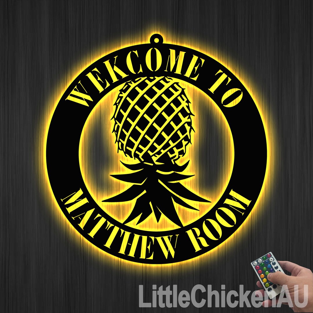 Personalized Upside Down Pineapple Metal Wall Art With Led Lights ...