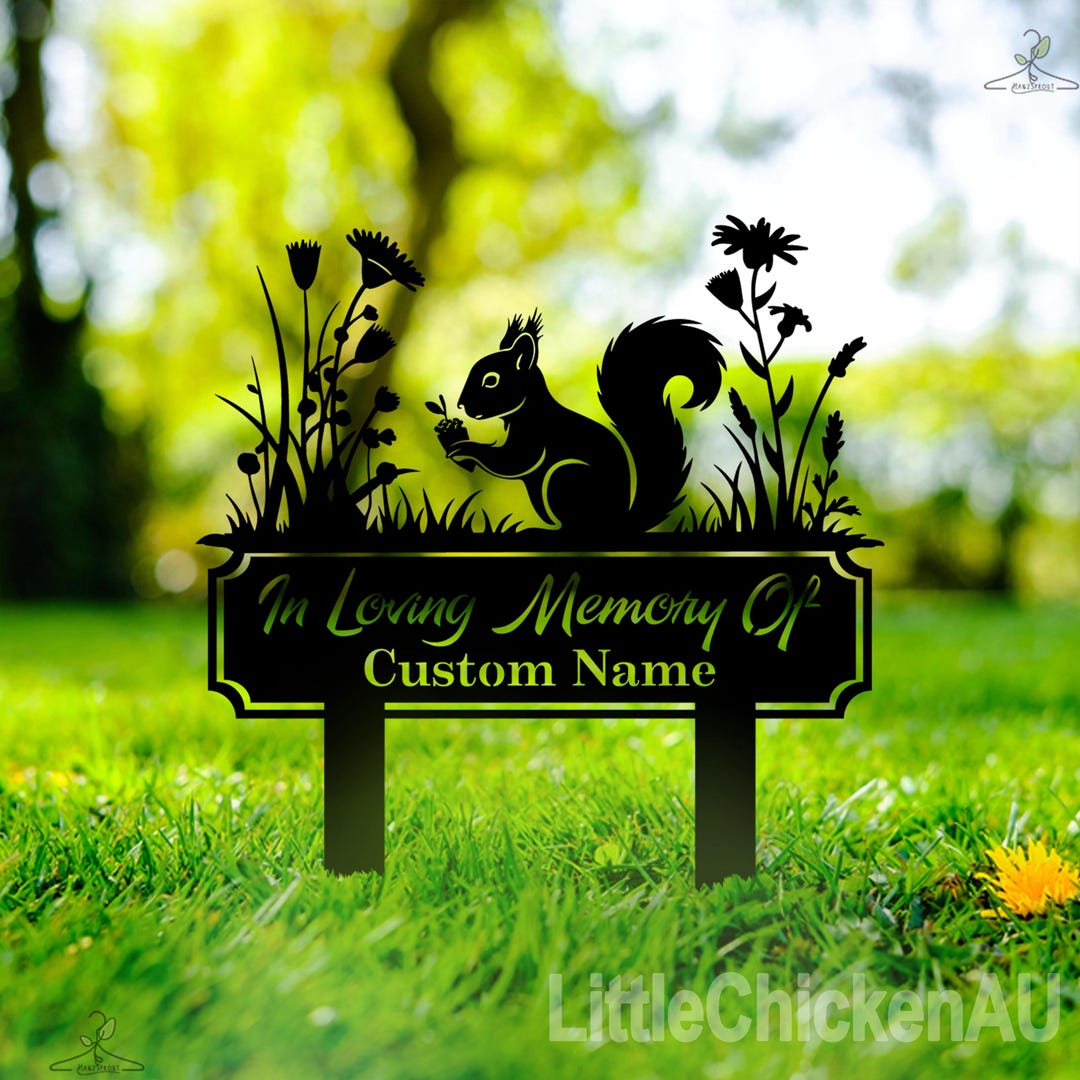 Custom Squirrel Name Memorial, Metal Squirrel Memorial, Custom Dates ...