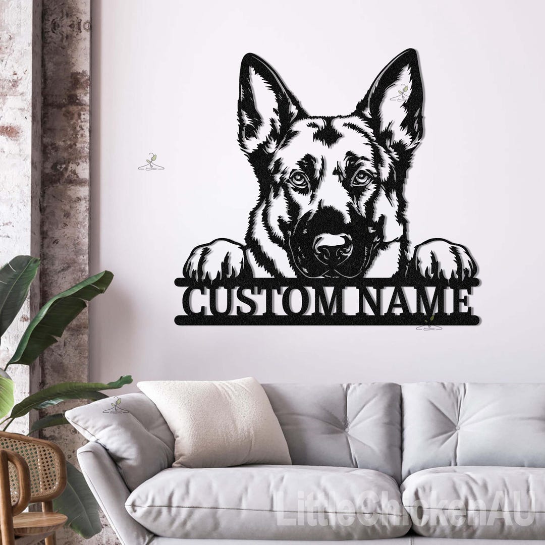 Custom Name German Shepherd Metal Sign Wall Art, Personalized Dog Sign ...