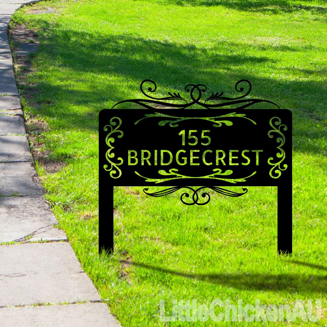 Personalized Address Sign With Stakes, Home Address Sign, Metal Yard ...