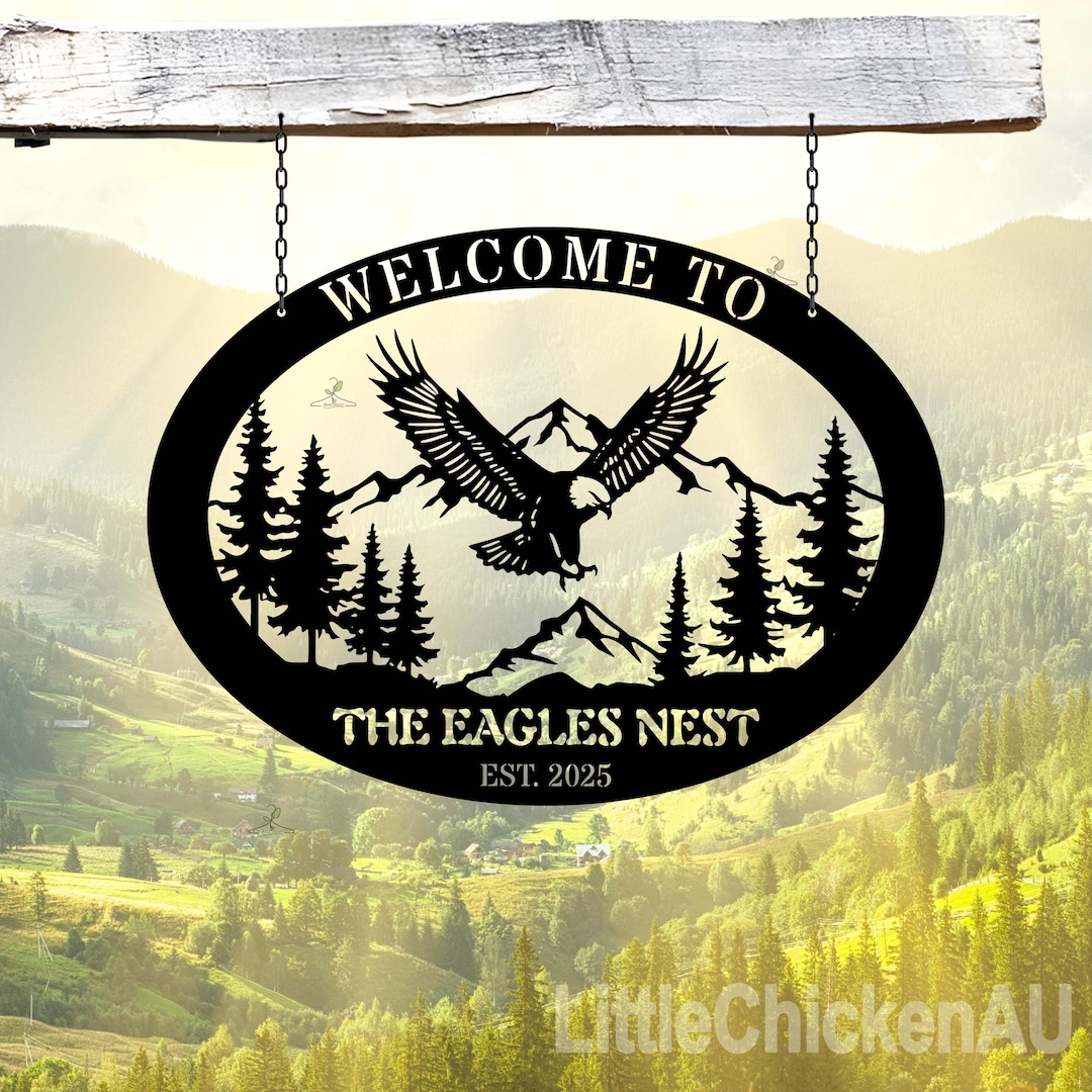 Personalized Eagle Metal Sign Wall, Eagle Wall Art, Cabin Sign, Cottage ...