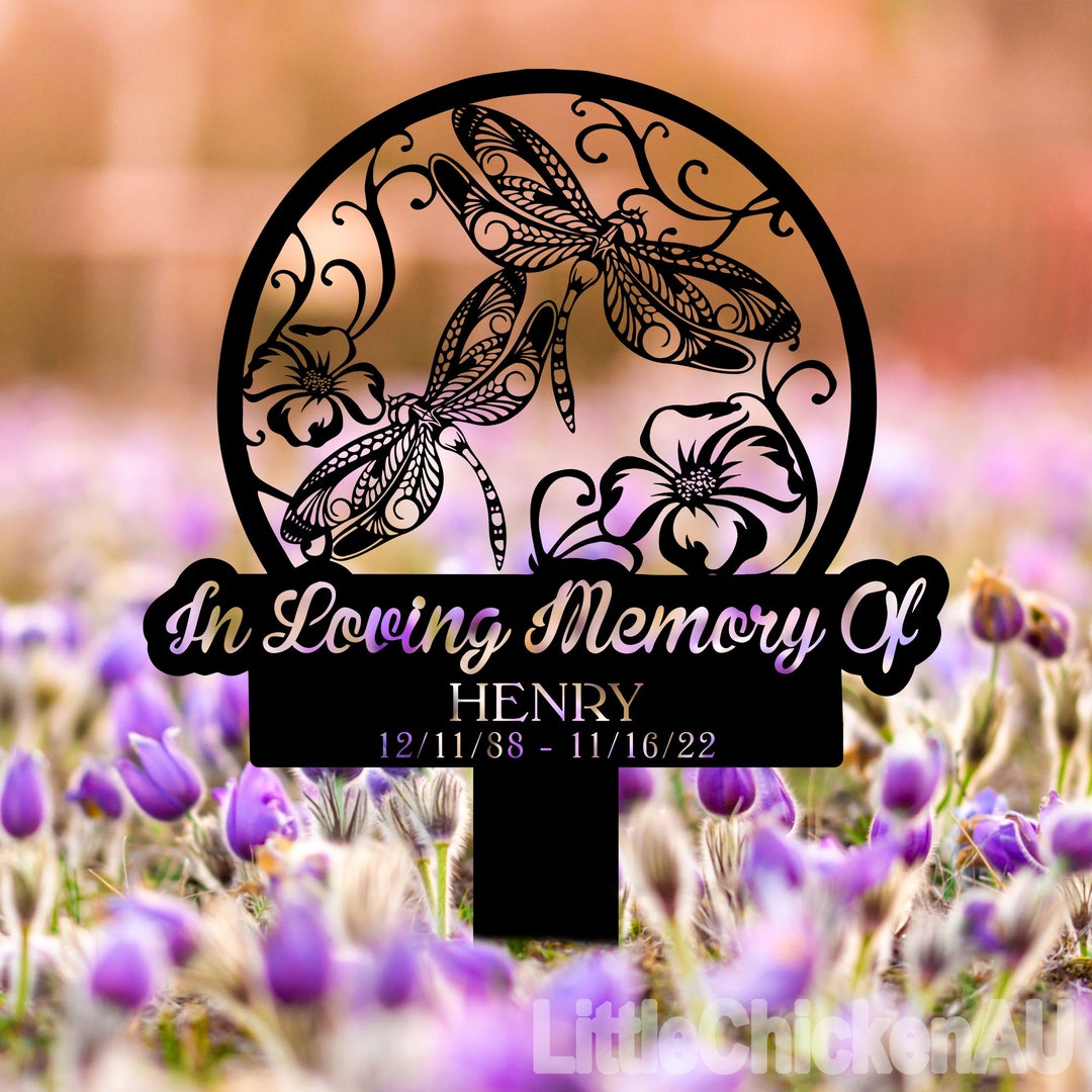 Personalized Dragonfly Memorial Metal Stake, Metal Stake, Sympathy Sign ...