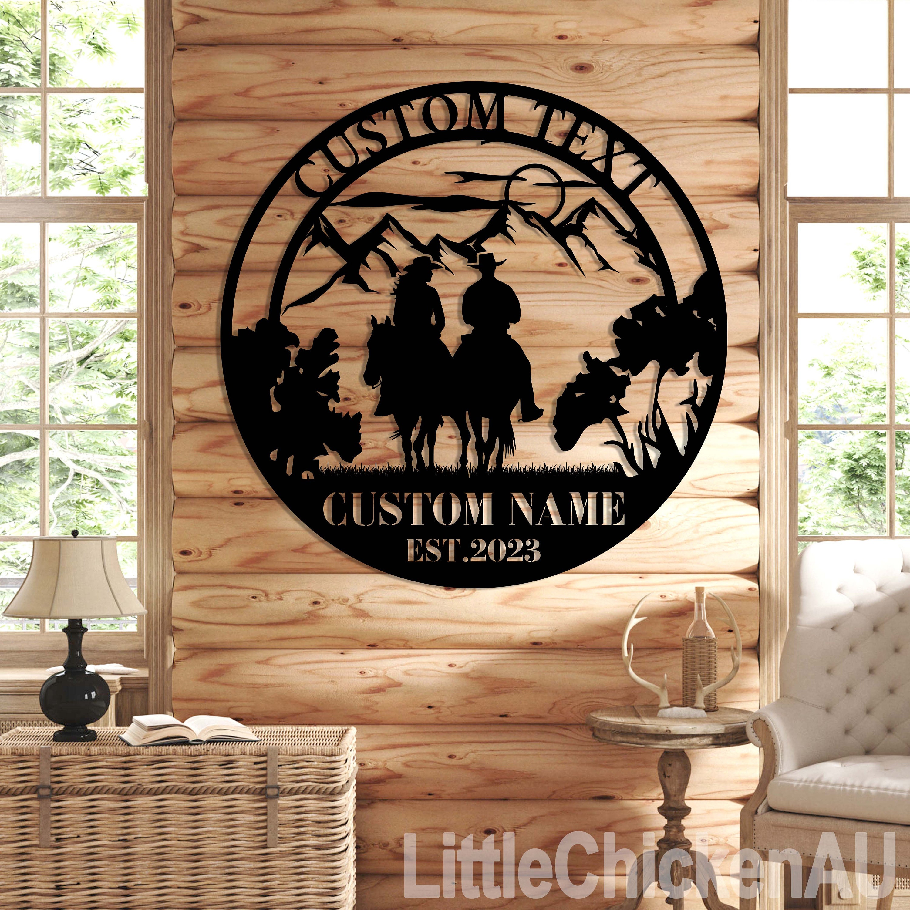 Western Riding Cowboy Metal Sign, Horse Lover Gift, Ranch Sign, Custom ...