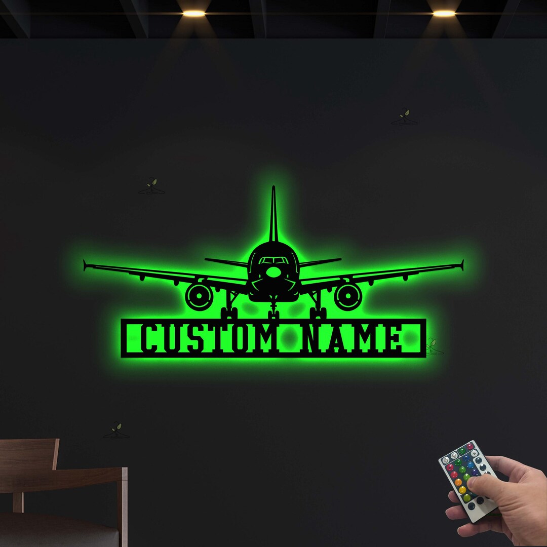 Custom airplane name Led sign, Custom Pilot Name Sign, Unique Gift for ...
