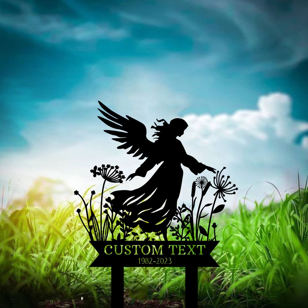 Custom Angel Memorial Stake, Angel Memorial Plaque With Stake, Angel ...