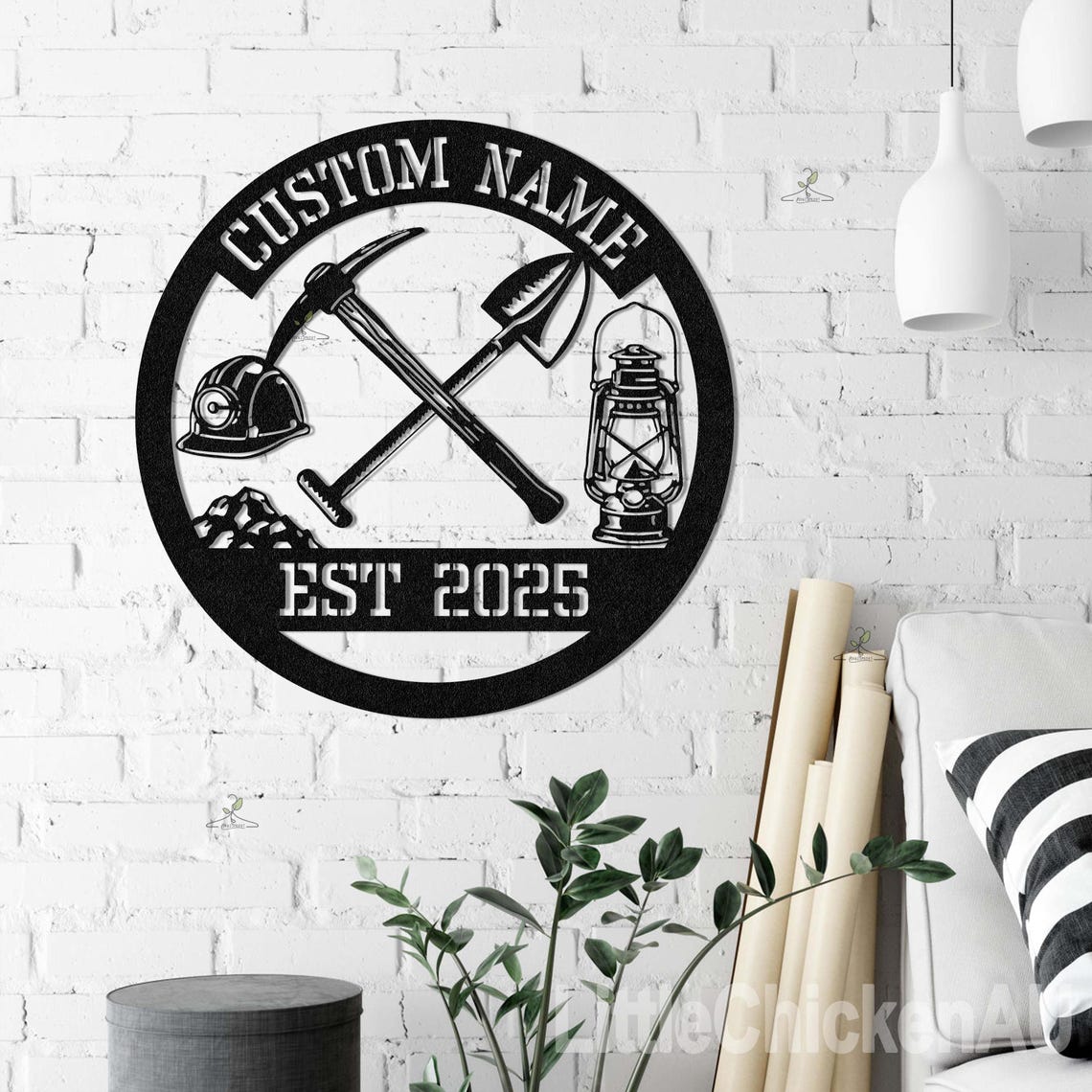 Custom Mining Tools Metal Sign Wall Art, Coal Miner Name Sign Metal ...