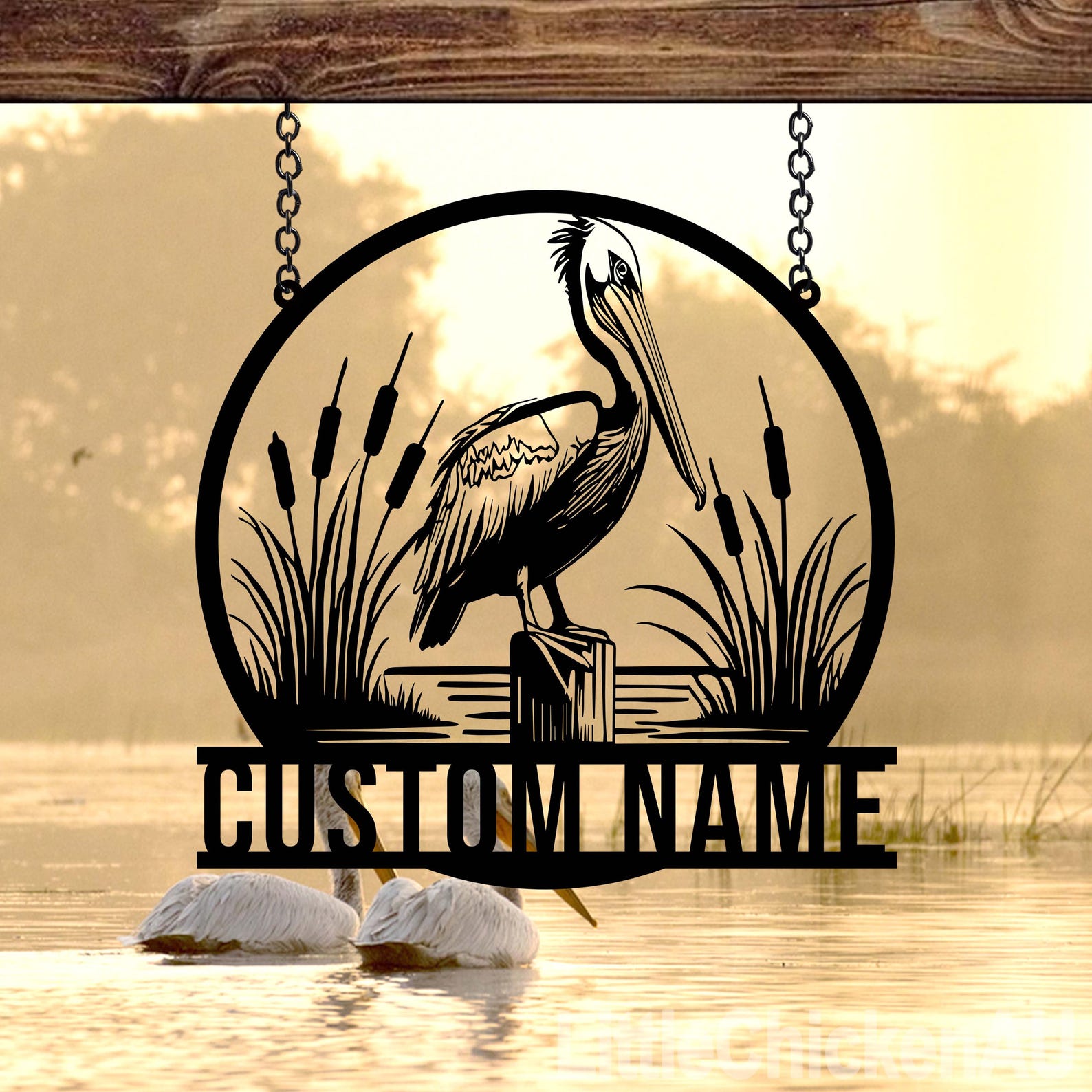 Custom American White Pelican Metal Wall Art Personalized Pelican ...
