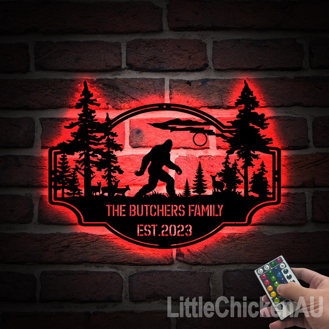 Customized Bigfoot Metal Sign Led Lights, Sasquatch Metal Signs ...