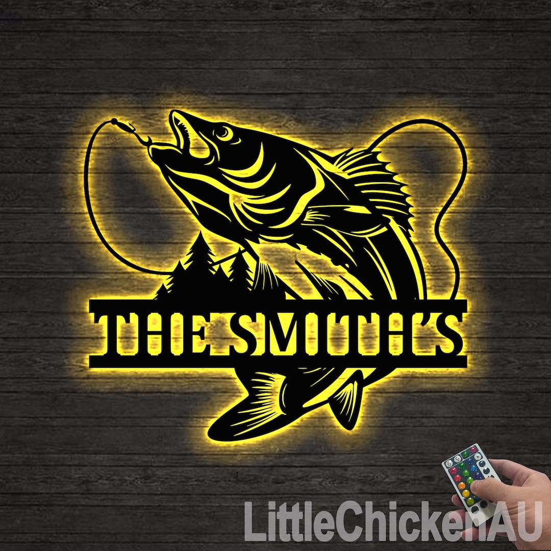 Walleye Metal Fish Sign for Outdoors on House, Fishing Lover Wall Sign ...