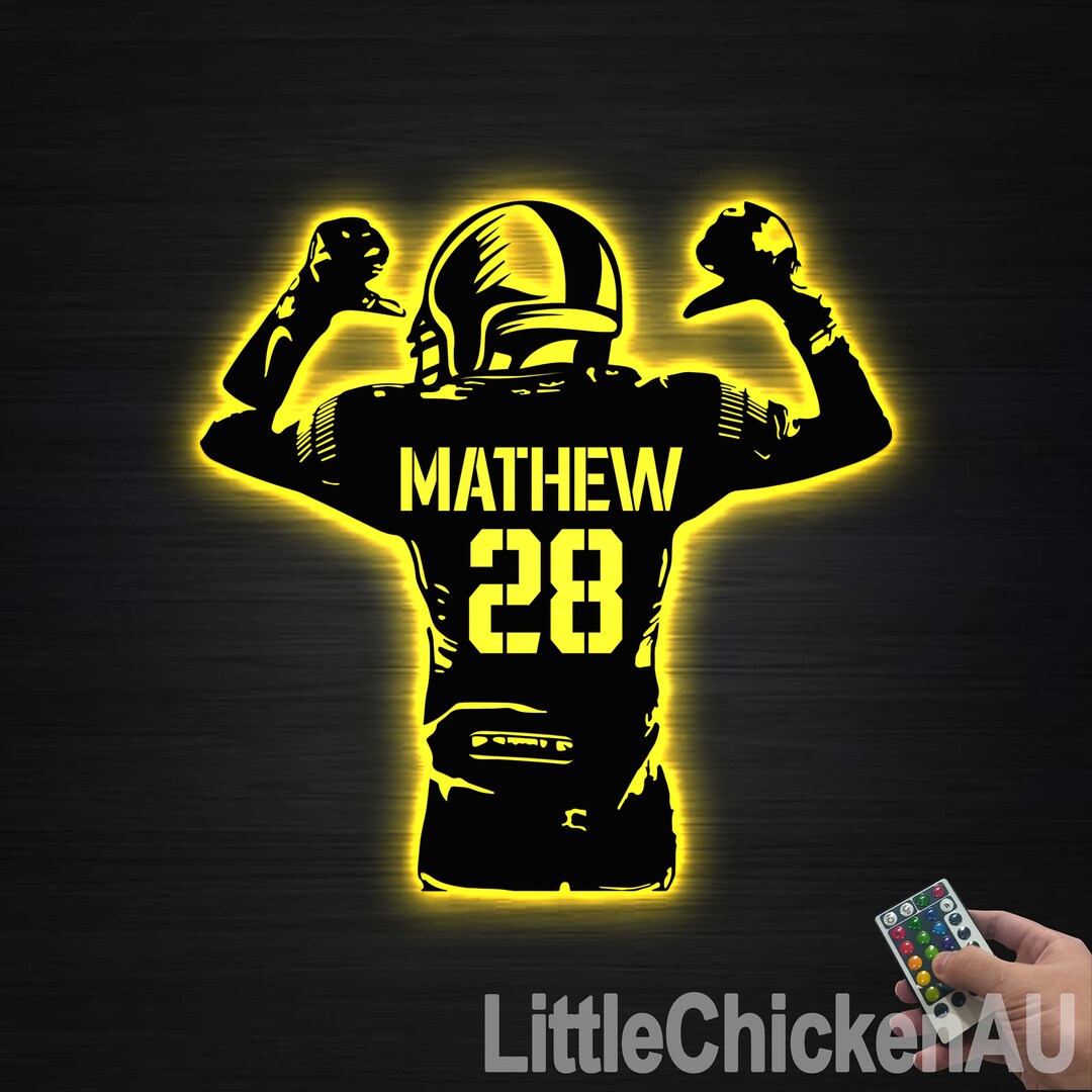 Personalized Football Player Name Metal Sign LED Lights, Football Team ...
