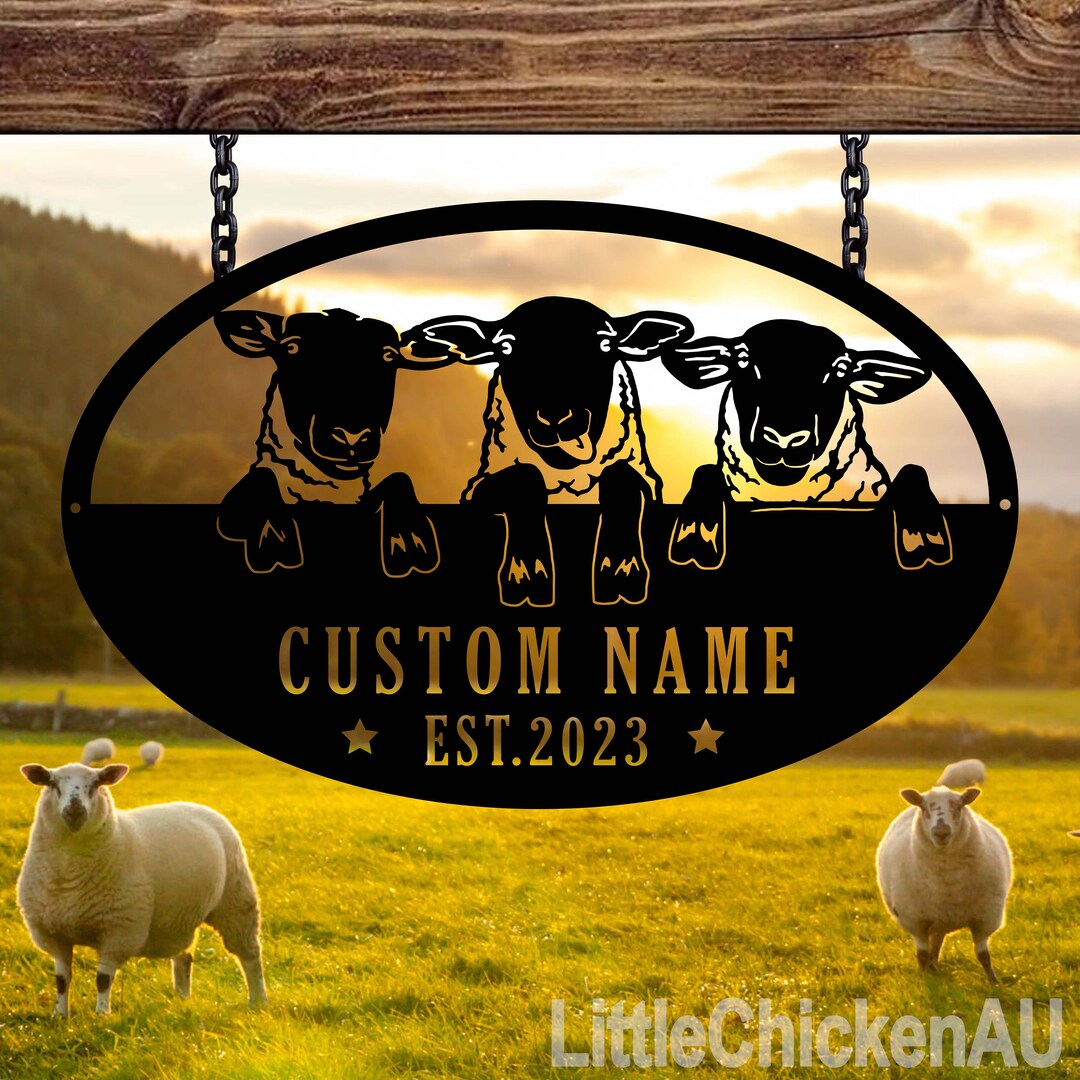 Sheep Farmhouse Metal Wall Art, Sheep Ranch Decor, Garden Sign, Farmer ...
