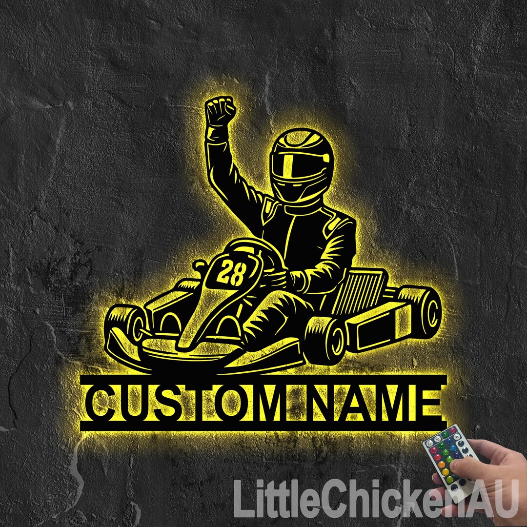 Personalized Go Kart Racing Led Metal Sign, Custom Go Kart Racing Metal ...