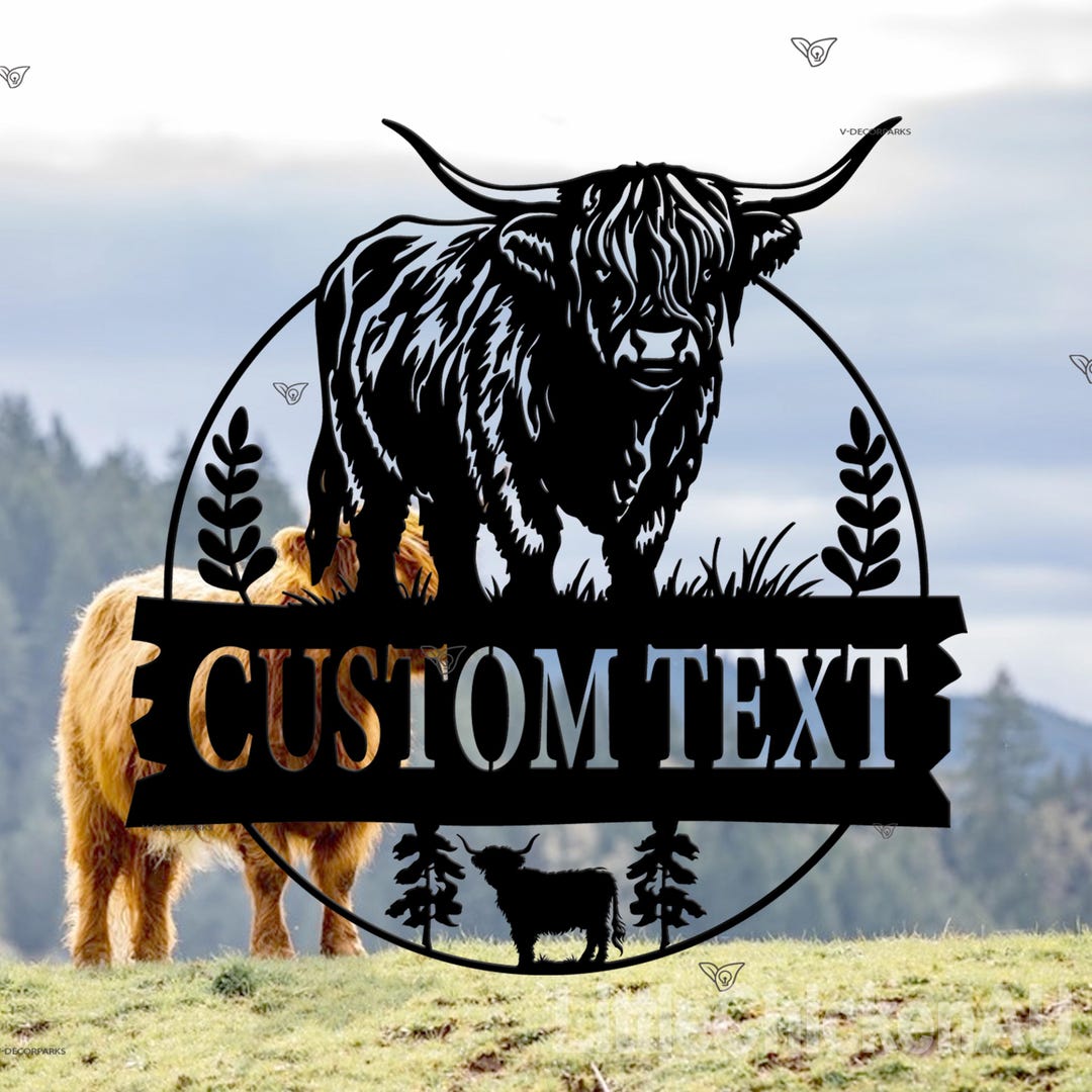 Personalized Highland Cow Metal Sign, Highland Cow Metal Wall Art ...
