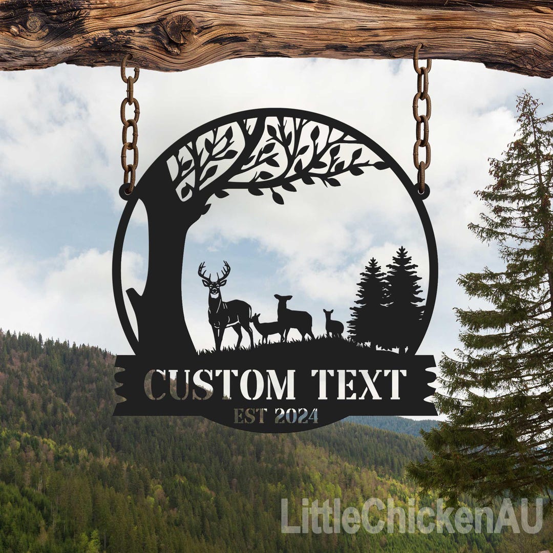 Personalized Deer Metal Sign ,deer Buck Cabin Sign, Custom Deer Name ...