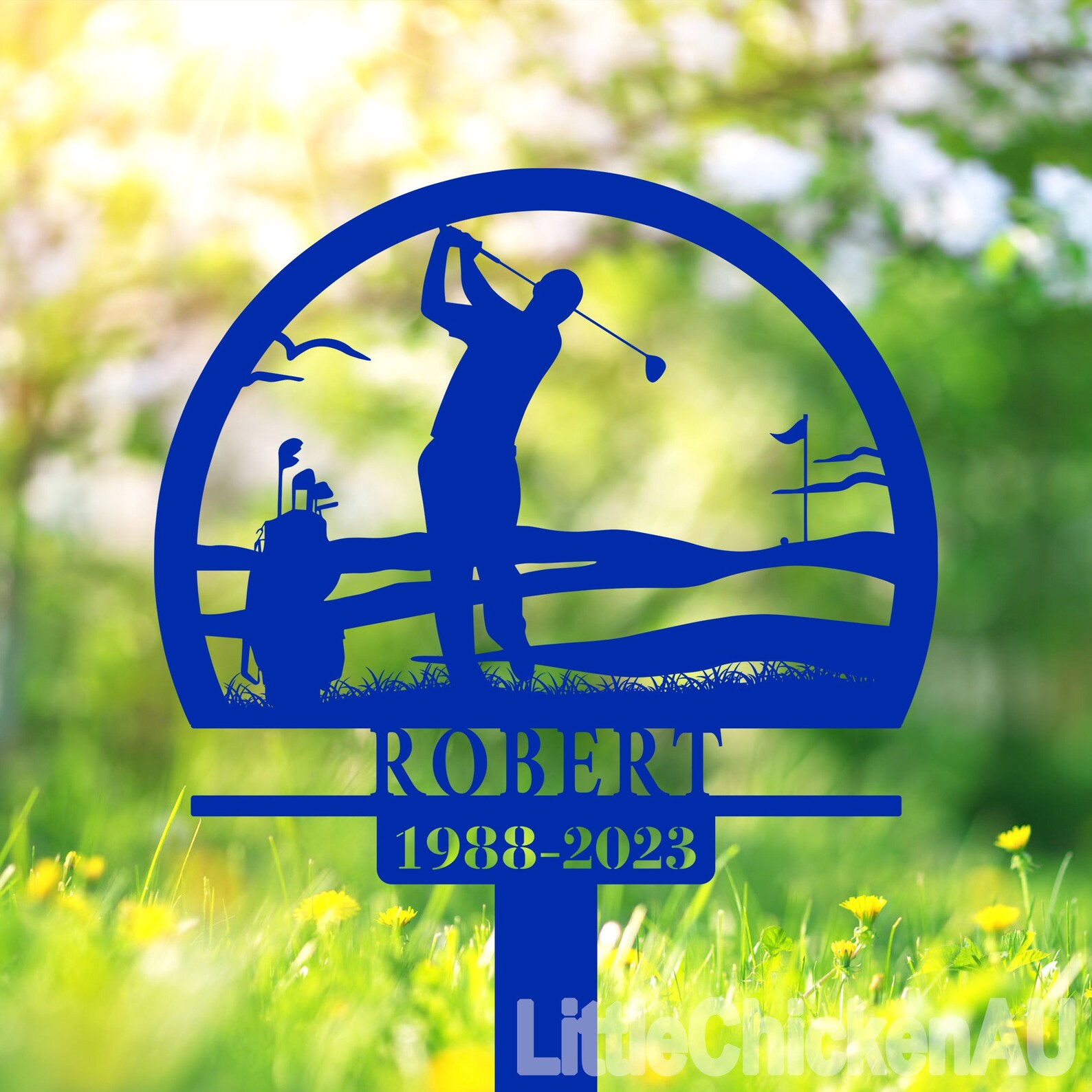 Personalized Golf Memorial Stake, Golfer Loss, Golfer Name Metal Stake ...
