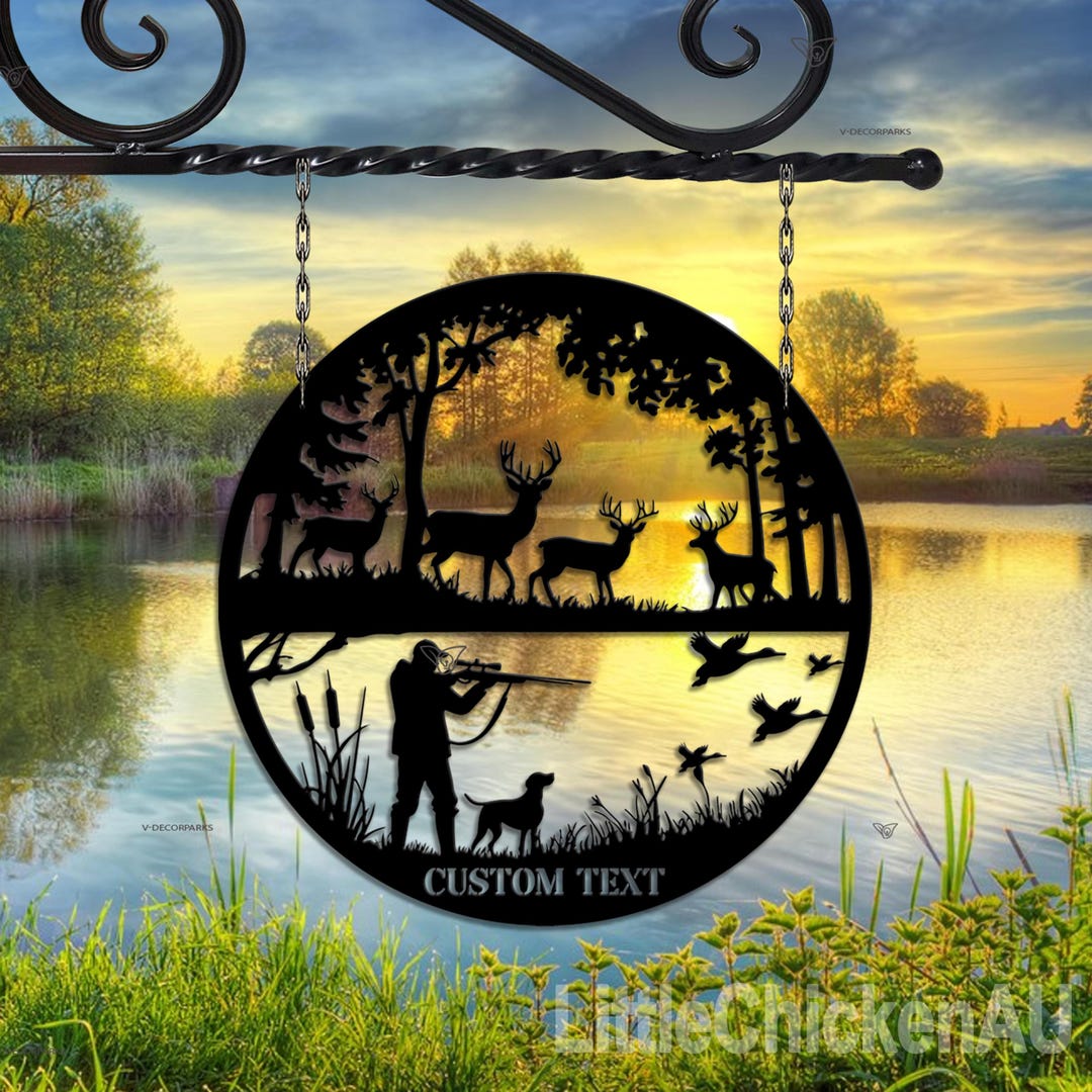 Personalized Duck Hunting Scene Metal Wall Art Sign, Custom Hunting ...