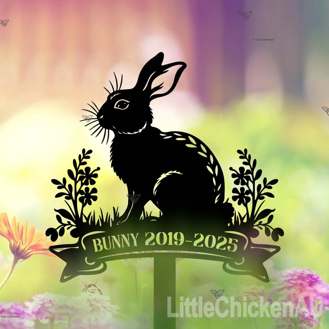 Custom Rabbit Bunny Memorial Stake Plaque, Rabbit Grave Markers Stake ...