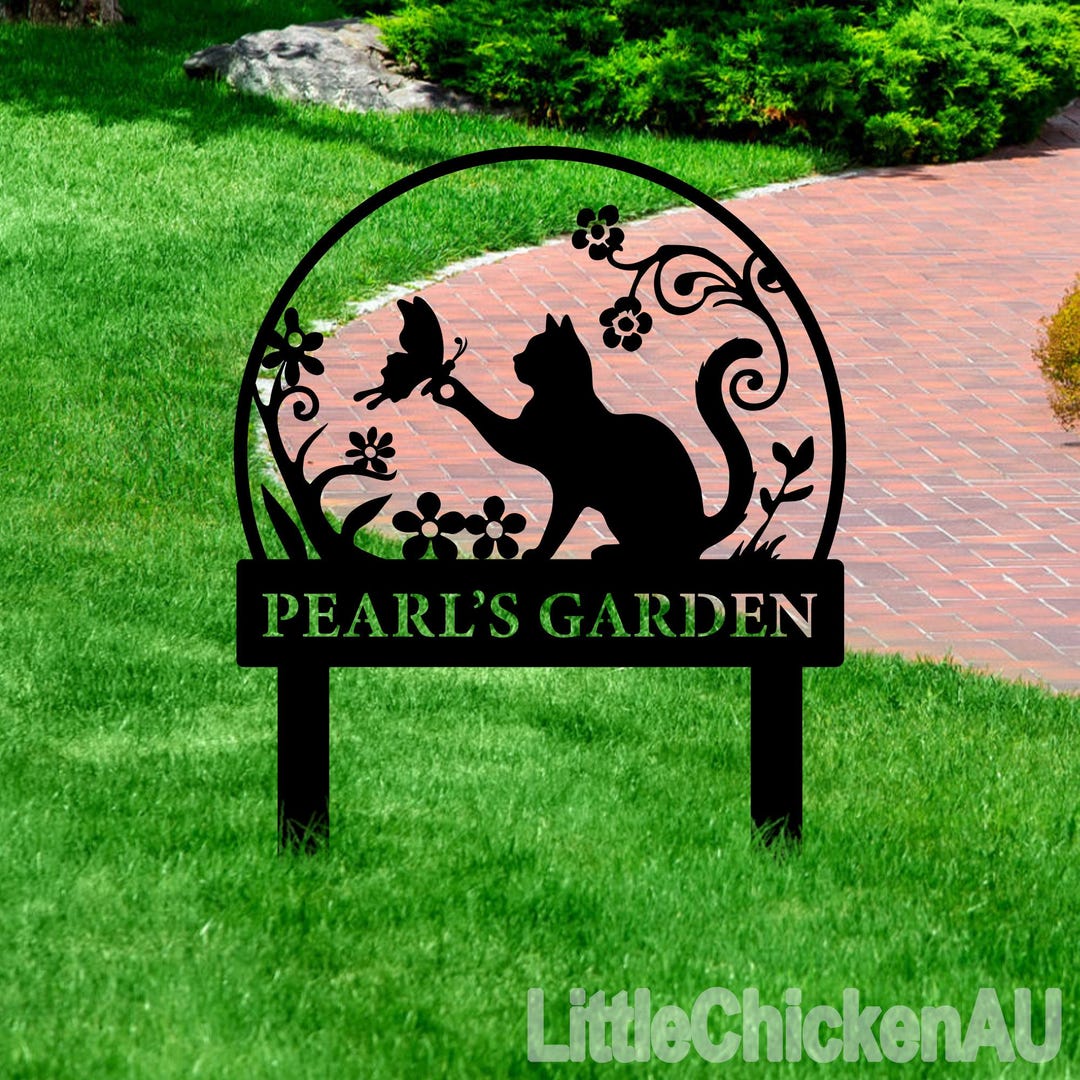 Beautiful Cat Garden Sign for Flowerbed Custom Garden Stake ...
