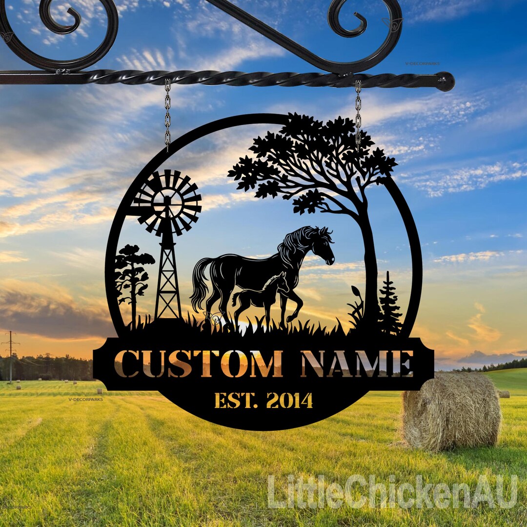 Personalized Horse Sign | Custom Name Farm Art | Metal Hanging Decor ...