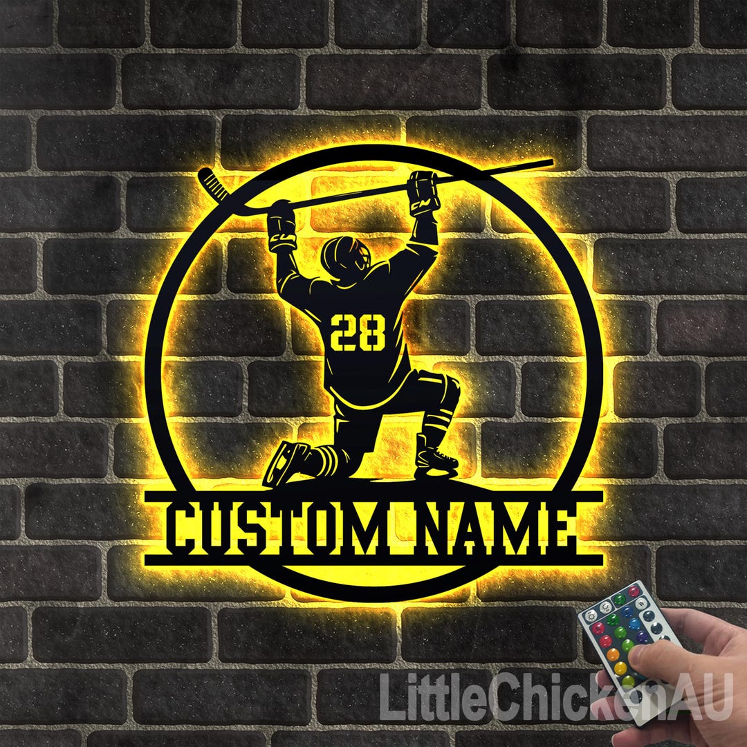 Custom Hockey Metal Sign With Led Lights, Hockey Coach Gift Hockey ...