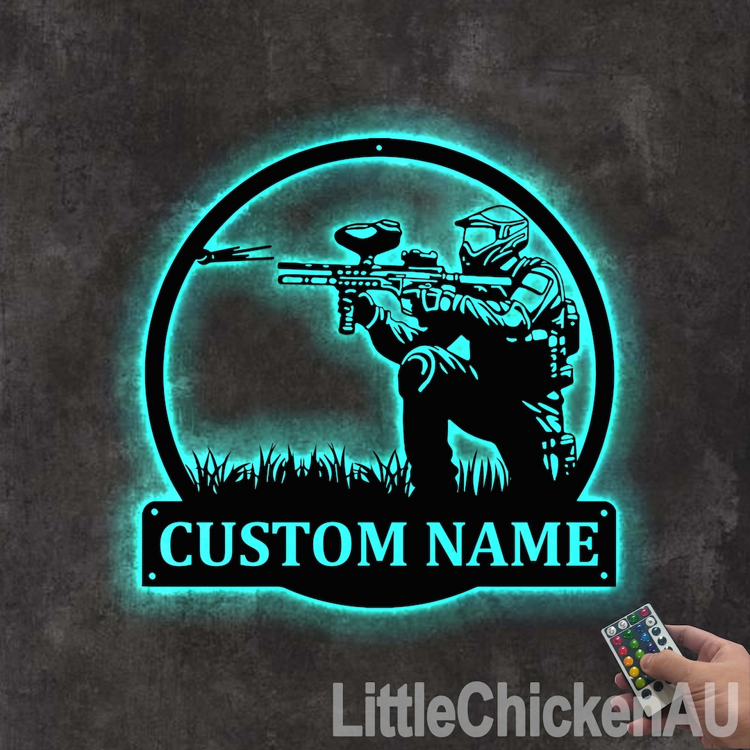 Personalized Paintball Metal Sign LED, Paintball Metal Wall Art ...