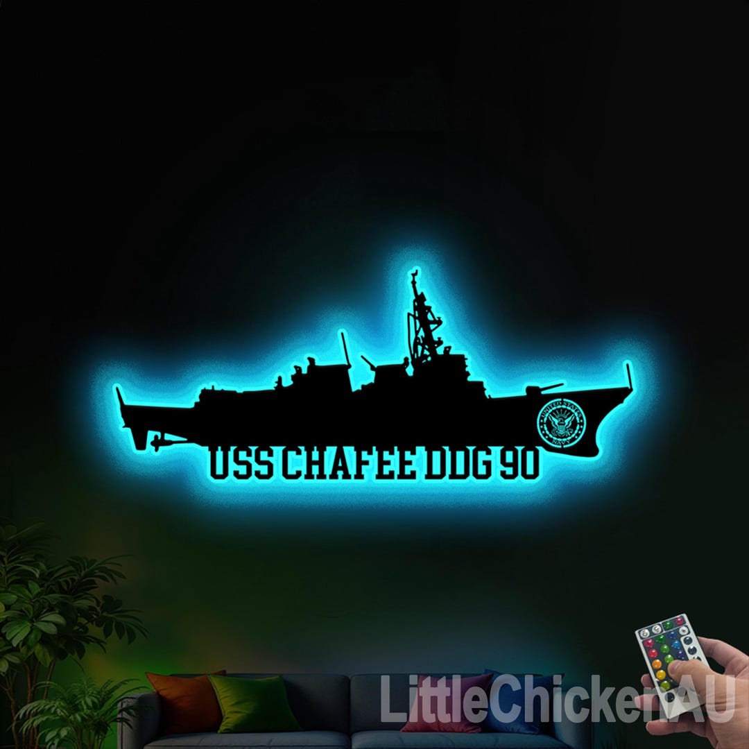 Personalized US Navy Ships Metal Sign Wall Art With LED Lights ...