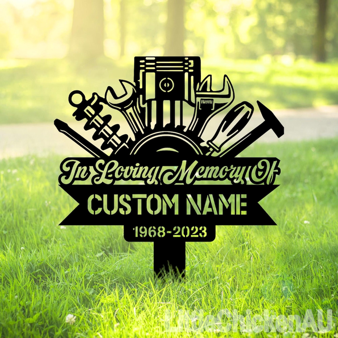 Personalized Mechanic Engineer Tools Memorial Stake, Metal Stake ...