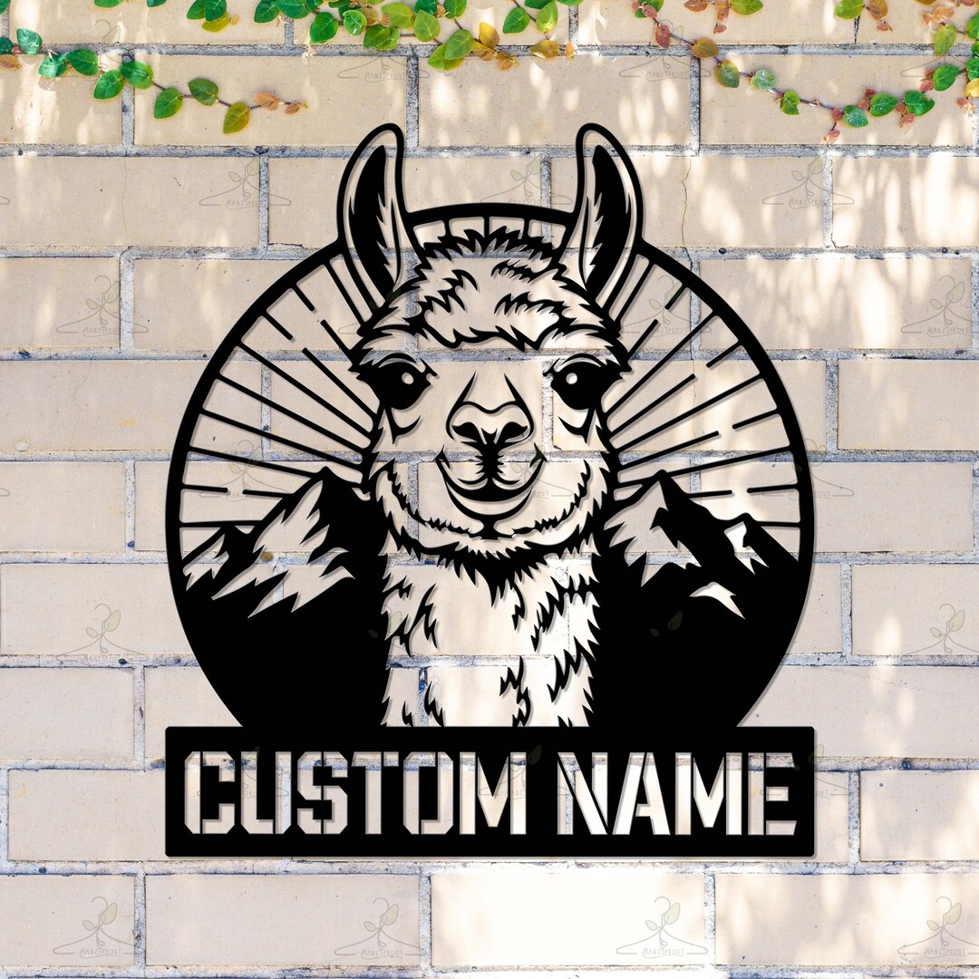 Llama Metal Sign Custom, Personalized Alpaca Farm Name Sign, Ranch ...