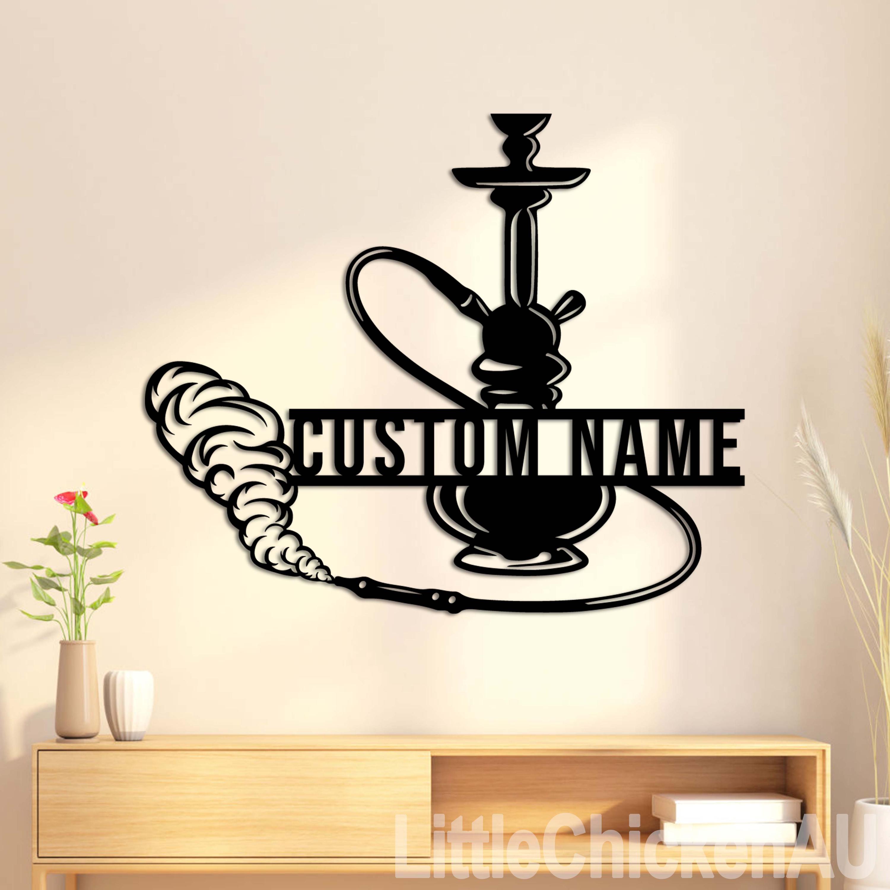 Personalized Shisha Hookah Metal Wall Art LED Light Custom Smoke Shop ...