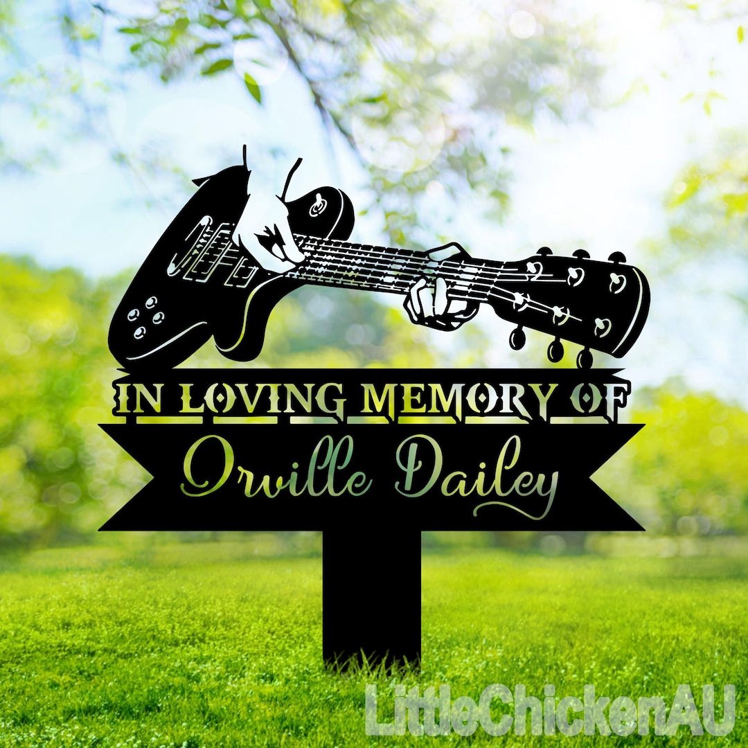 Custom Electric Guitar With Wings Metal Memorial Stake Personalized ...