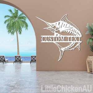 Custom Marlin Fish Metal Wall Art, Personalized Marlin Fish Name Sign ...