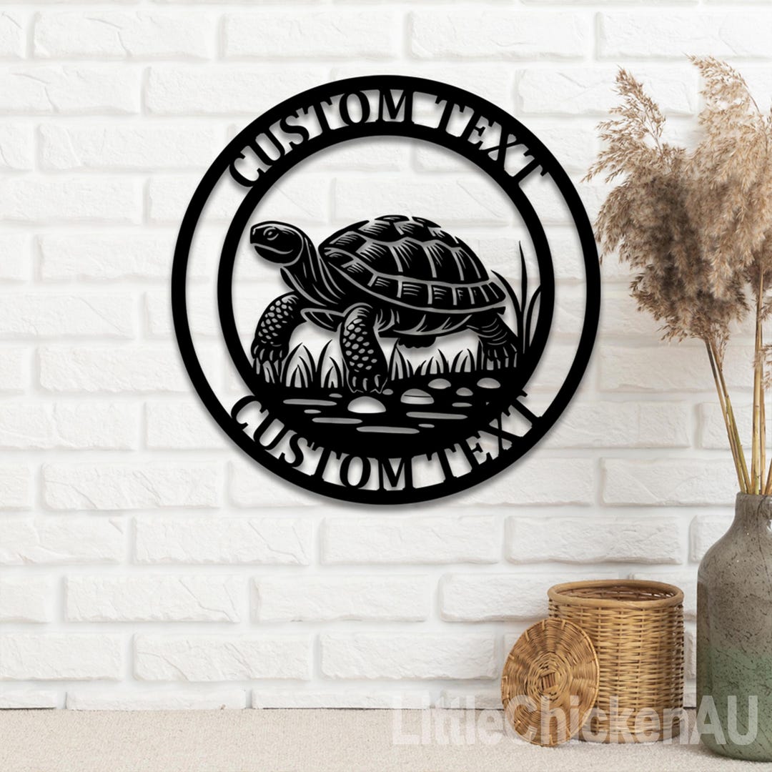 Personalized Tortoise Metal Sign Wall Art, Custom Tortoise Metal Name Sign, Tortoise Monogram ...