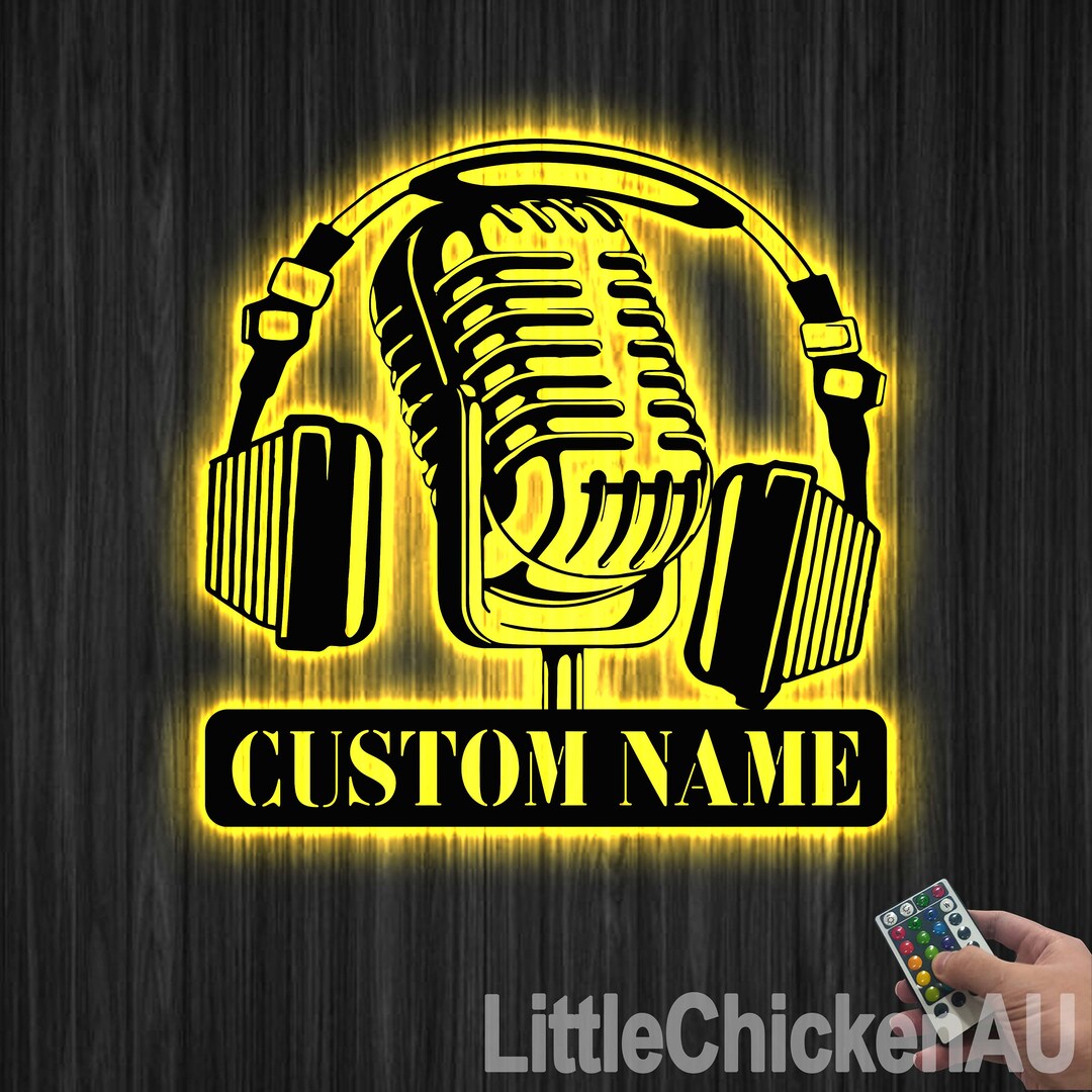 Personalized Music Audio Studio Metal Wall Art LED Light, Custom ...