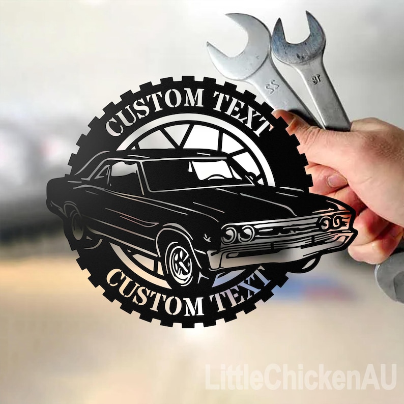Custom Muscle Car Metal LED Sign, Personalized Text Garage Decor ...