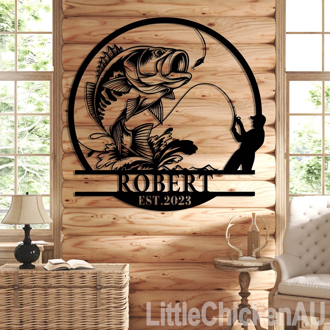 Fishing Metal Sign,fisherman Gift, Custom Fish Name Sign, Bass Fishing ...