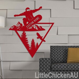Snowboarding Metal Wall Art LED Light Custom Personalized Snowboard ...