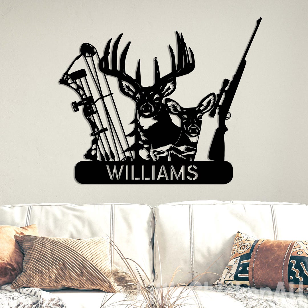 Personalized Deer Hunter Metal Sign Led Light, Custom Bow and Hunting ...
