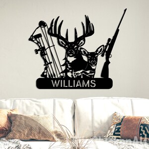 Personalized Deer Hunter Metal Sign Led Light, Custom Bow and Hunting ...