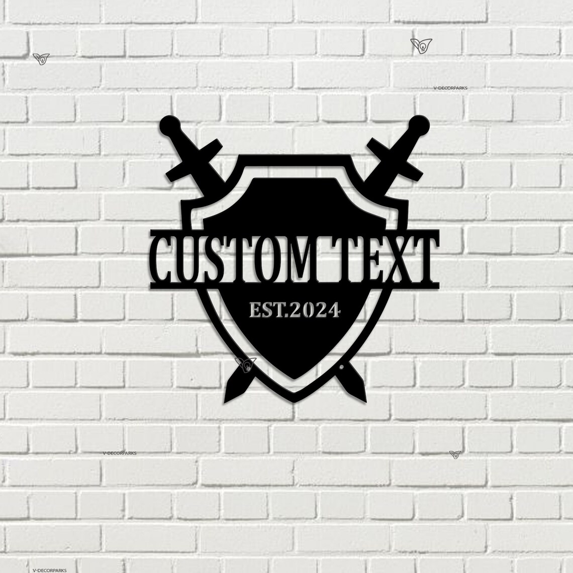 Personalized Family Shield Metal LED Sign, Metal Medieval Shield ...