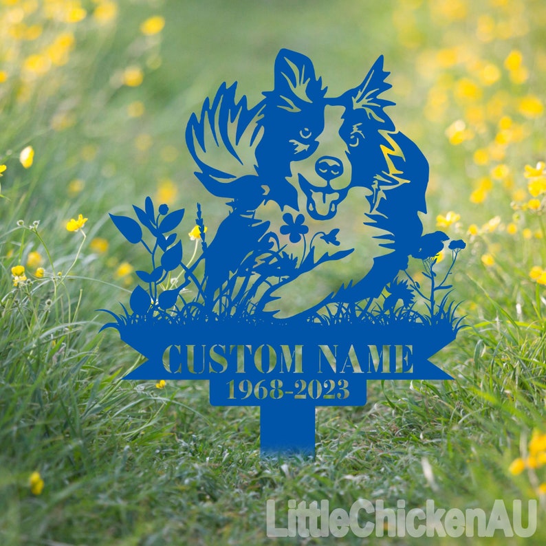 Border Collie Dog Memorial Stake Custom, Dog Memorial Plaque With Stake ...