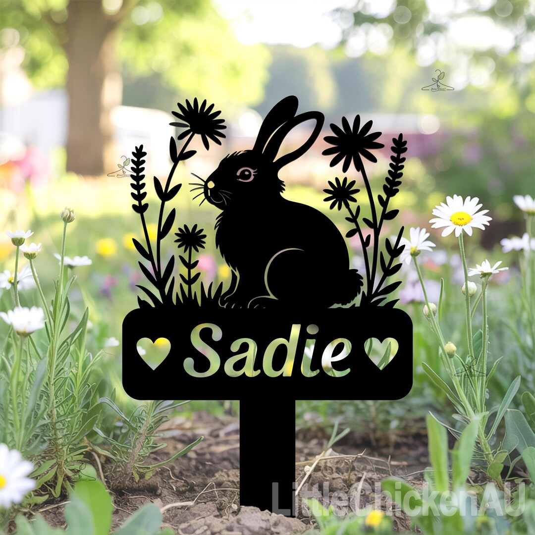 Custom Name Rabbit Garden Sign, Metal Rabbit Garden Sign, Custom Name ...