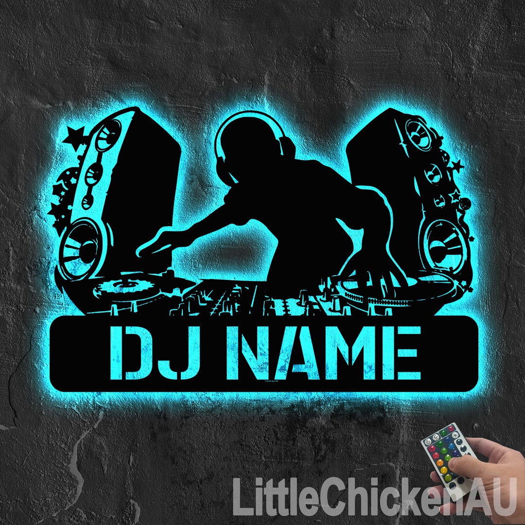 Custom DJ Metal Wall Art With LED Light, DJ Player Metal Sign, Disc ...